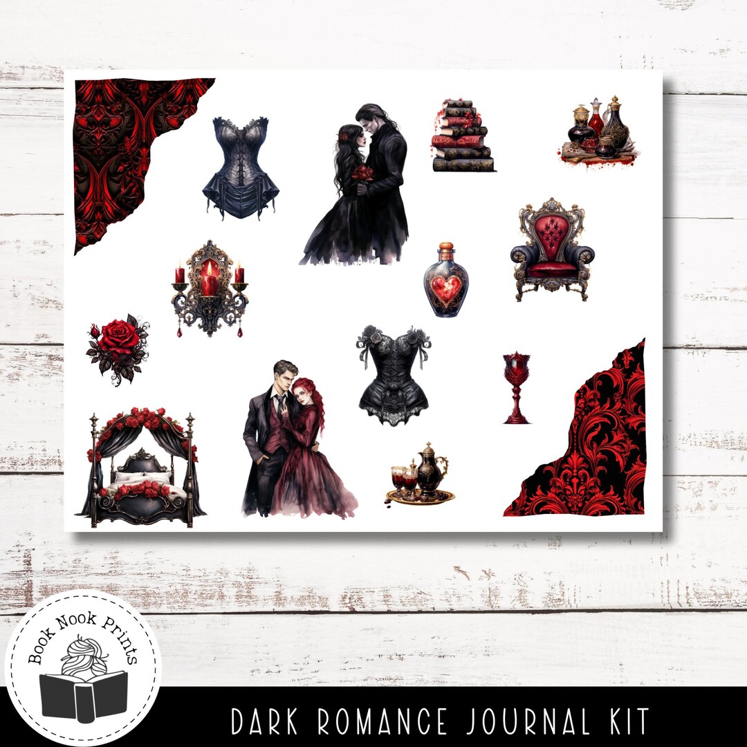 Dark Romance Journal Kit Printable Stickers Planner - Etsy