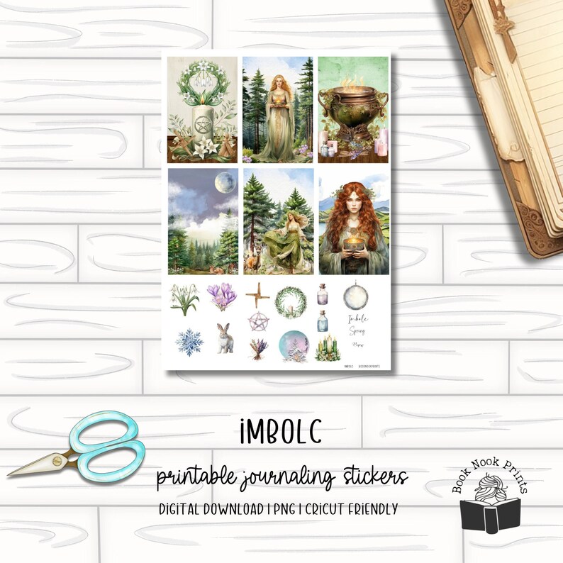 Imbolc Printable Planner Stickers PNG Cricut Cut File Pagan Wiccan ...