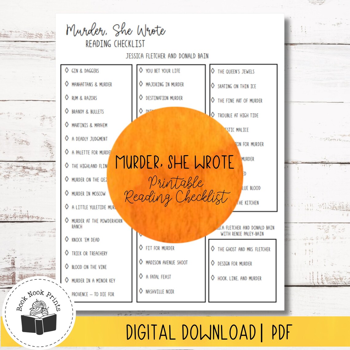 Murder She Wrote Reading Checklist Printable Reading List - Etsy
