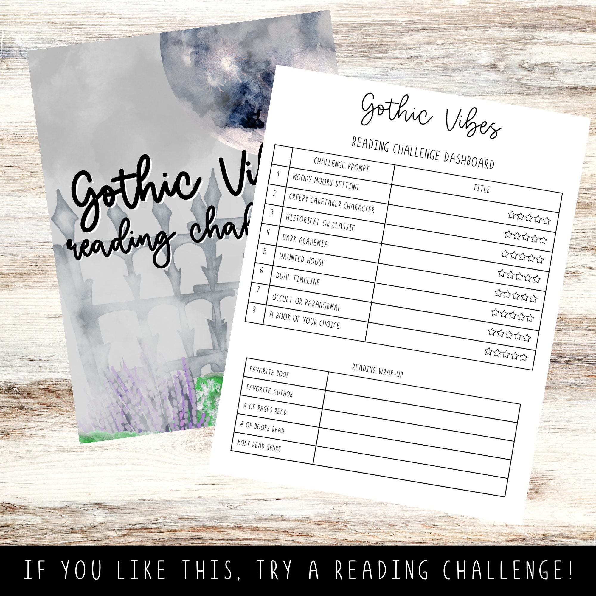 Gothic Fiction Reading Checklist Printable Reading List - Etsy