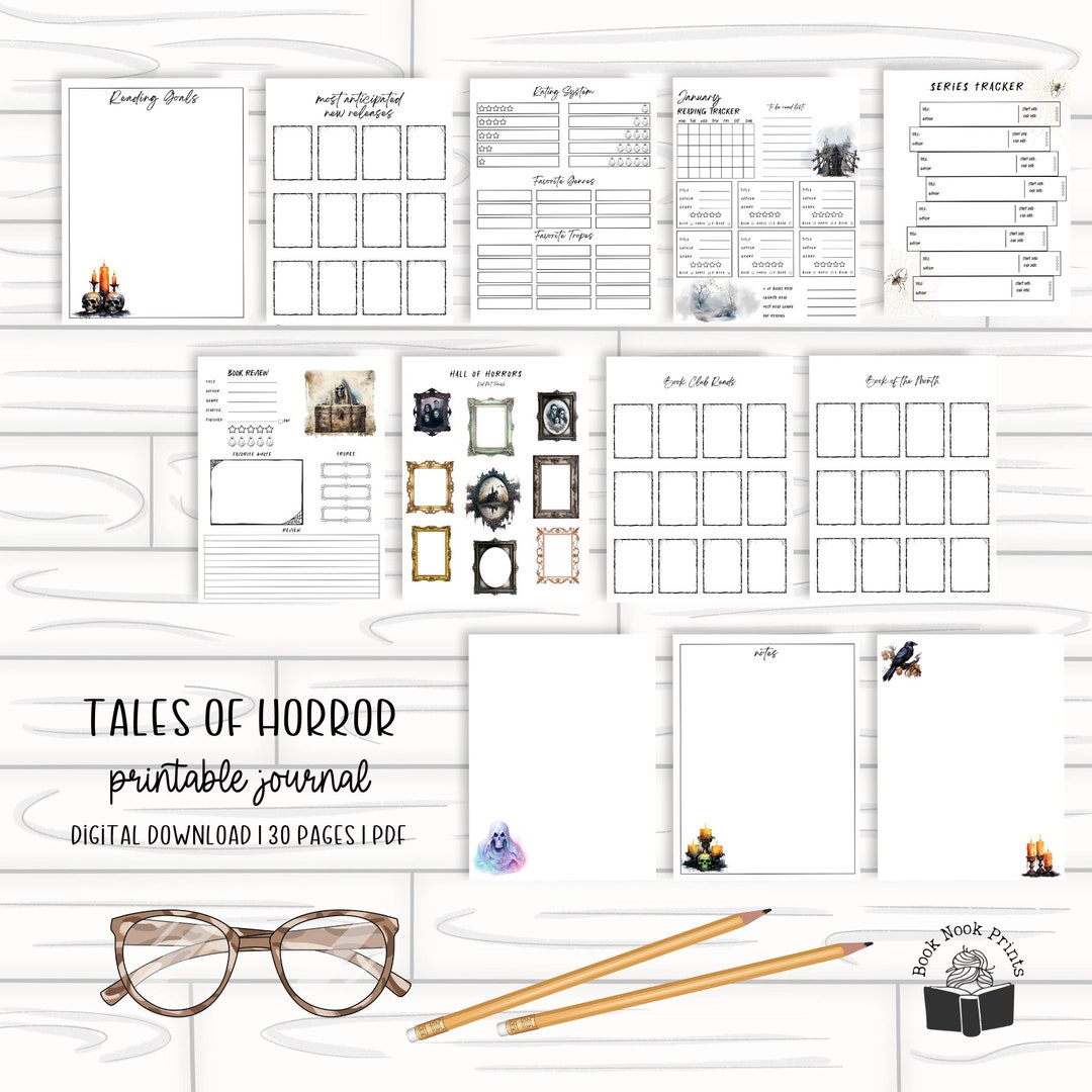 30 Page Printable Tales of Horror Reading Journal, Book Tracker ...