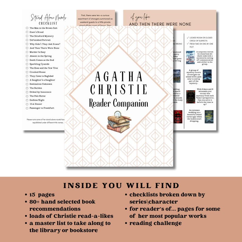 Agatha Christie, Reading Guide, Mystery Books, Cozy, Classic, Journal ...