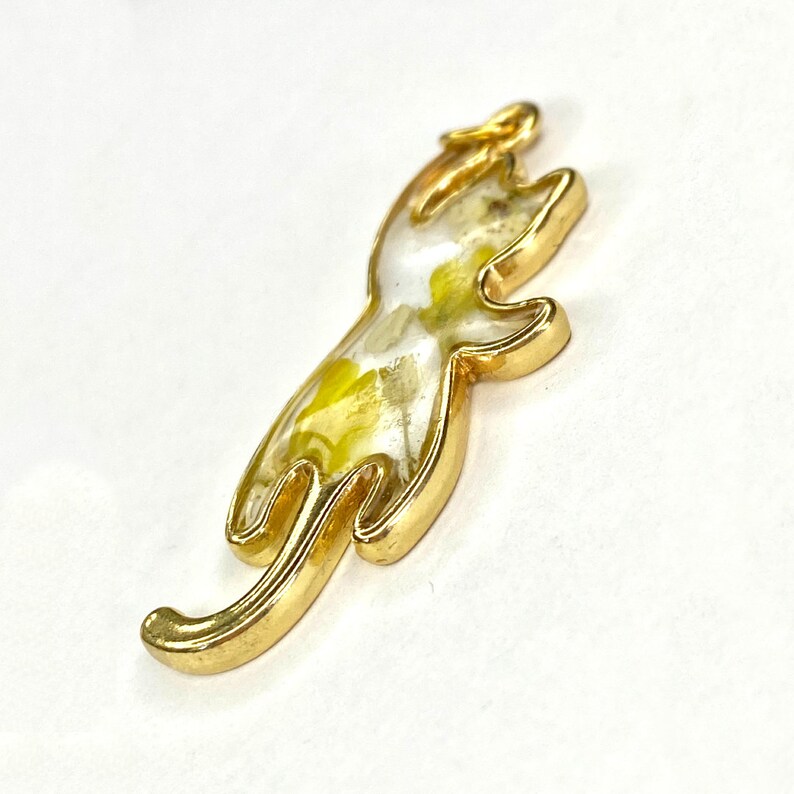 Gold-colored Cat Necklace, Real Pressed Flower Necklace, Mother's Day ...