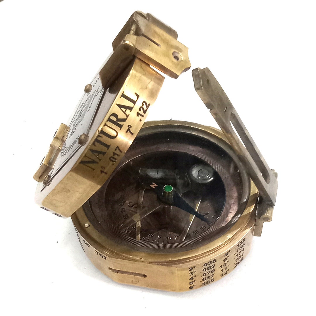 Brass Brunton Compass With Wooden Box: Antique Nautical Geological ...