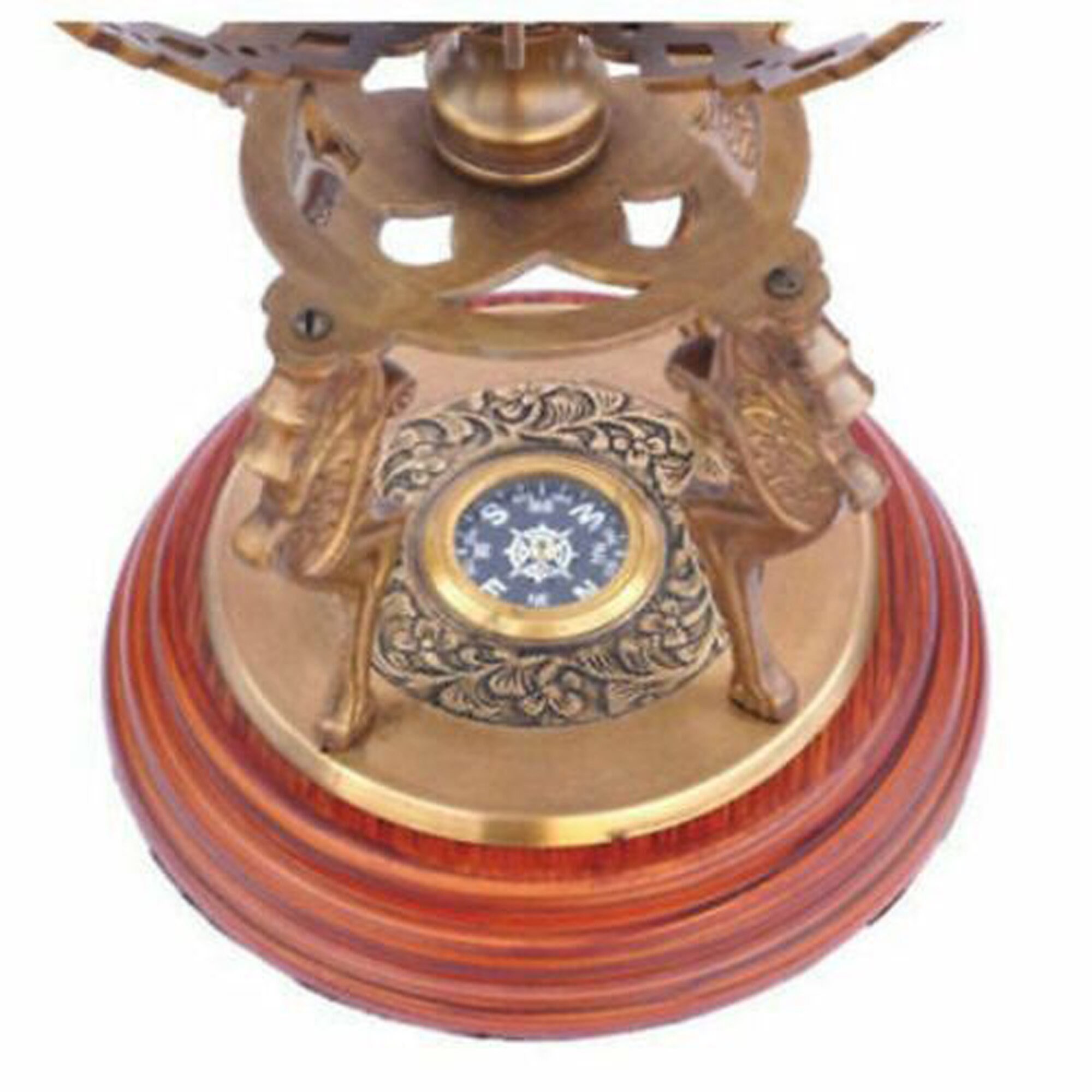 18 Astrolabe Globe Zodiac Engraved Wooden Basenautical Brass Sphere ...
