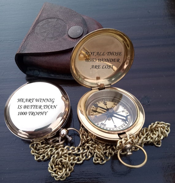 Personalized Working Compass Push Button Engraved Compass | Etsy