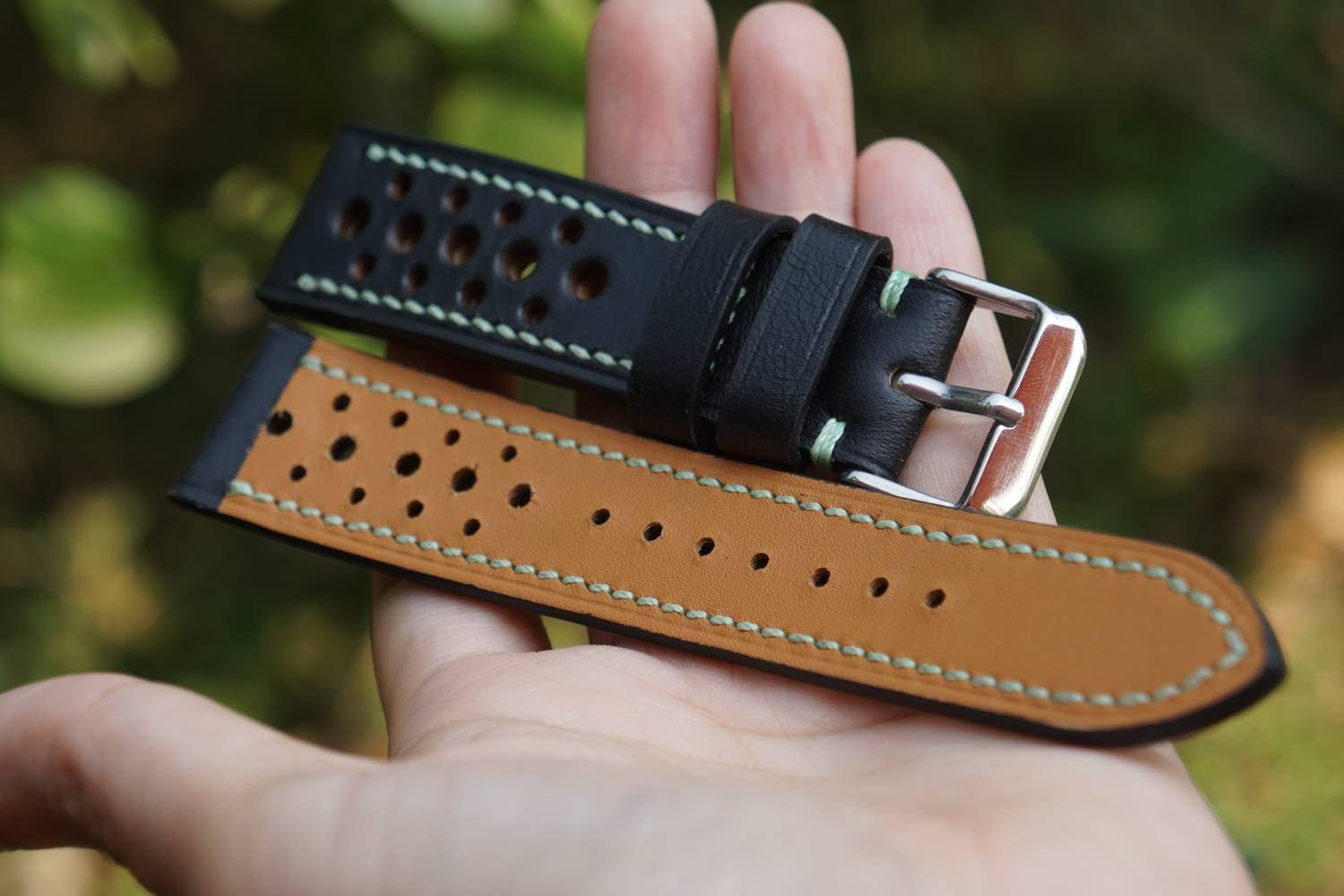 Black Racing Leather Watch Strap - Etsy