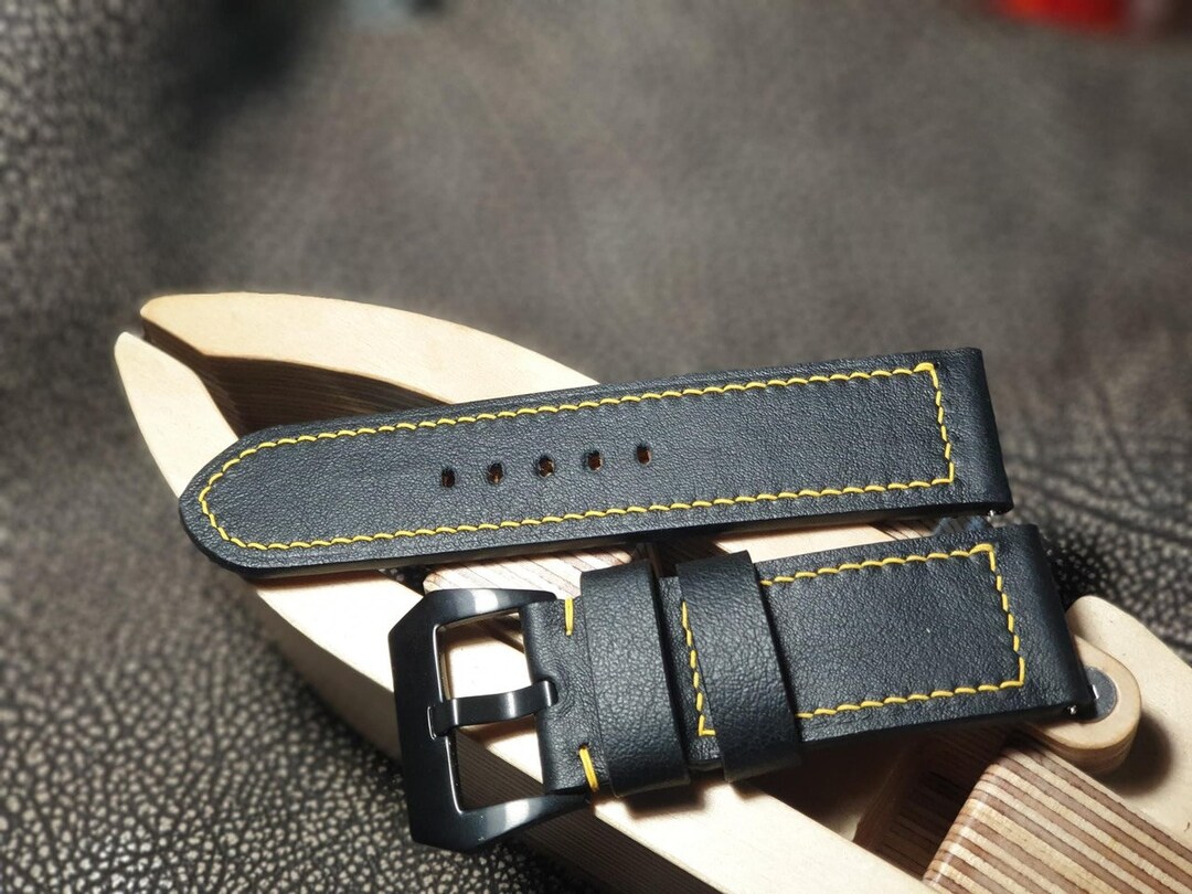 Black Leather Watch Strap - Etsy