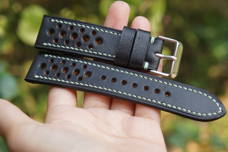 Black Racing Leather Watch Strap - Etsy