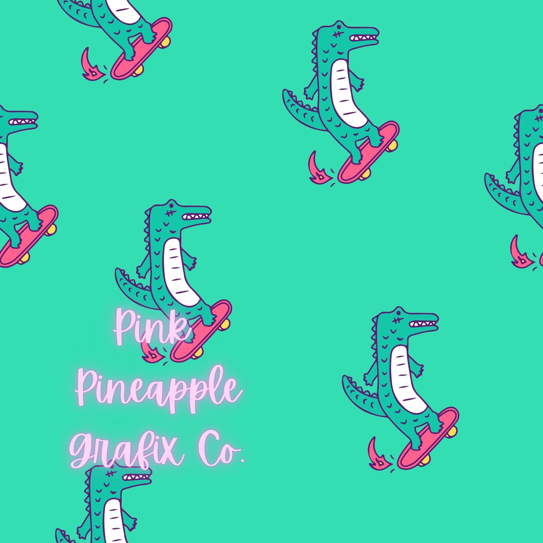 Digital Seamless File, Printable Paper, Repeating Pattern, Seamless, Skateboarding Alligators ...