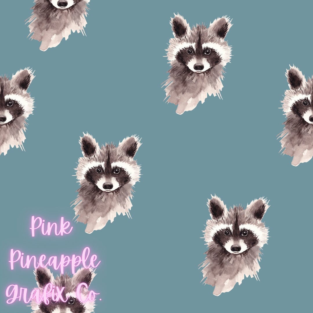 Watercolor Raccoon Heads Blue Background Digital Seamless File - Etsy