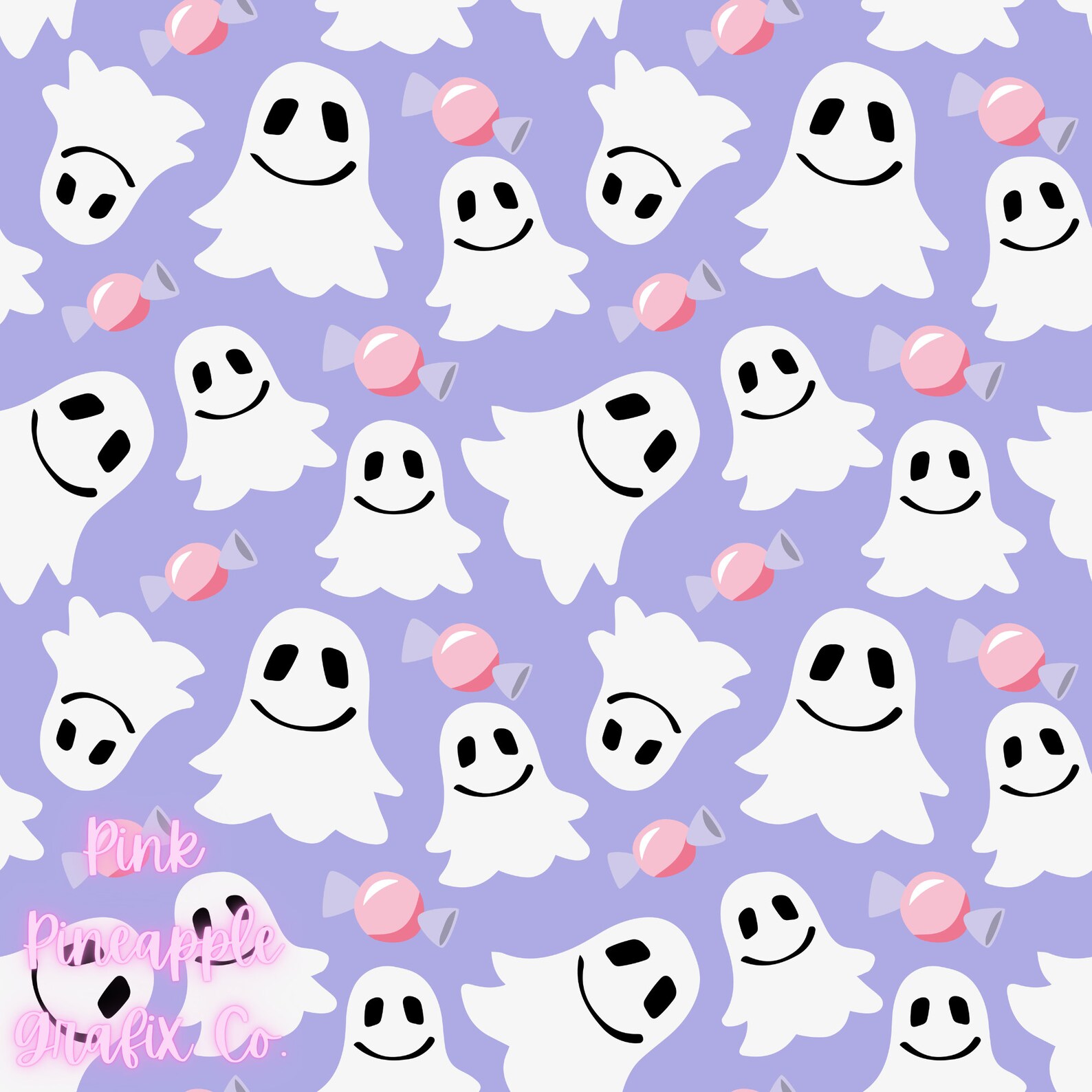 Pink and Purple Pastel Ghosts and Candy Digital Seamless File - Etsy