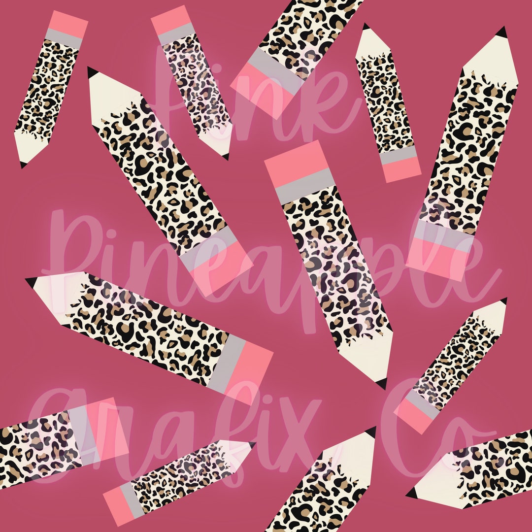 Leopard Pencil Dark Pink Background Digital Seamless File - Etsy