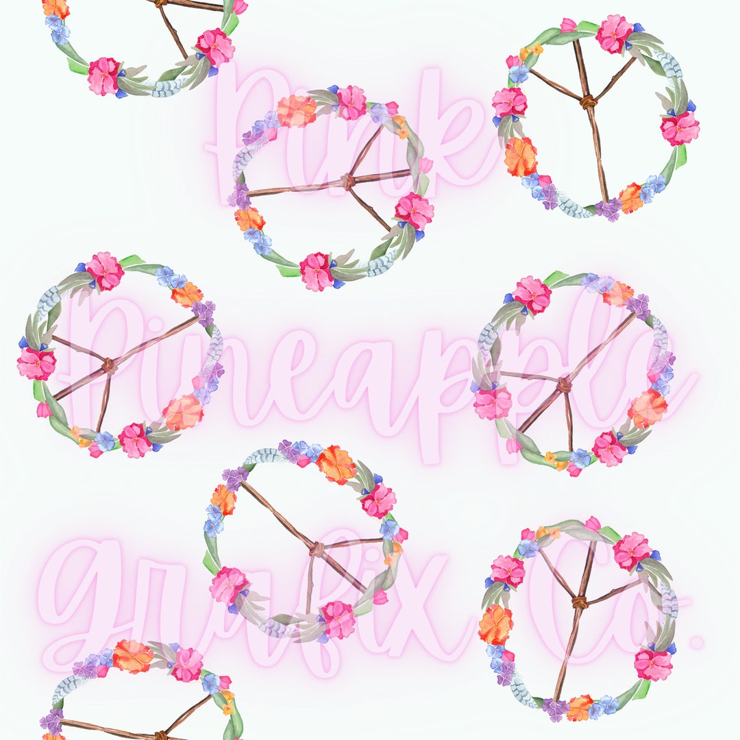 Boho Floral Peace Signs Digital Seamless File - Etsy