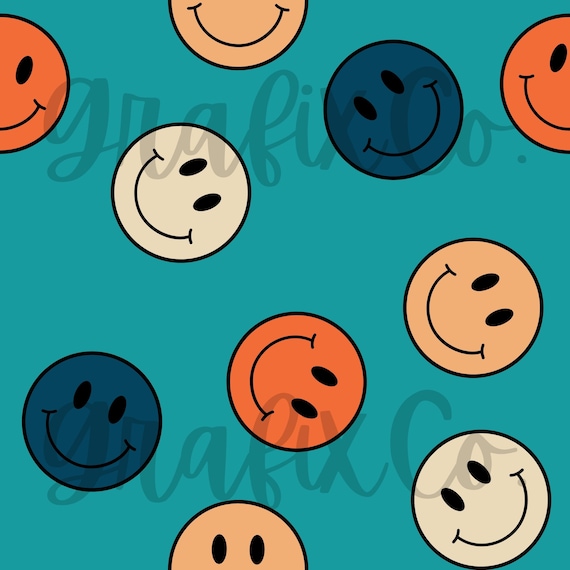 Retro Happy Faces Seamless Digital File | Etsy