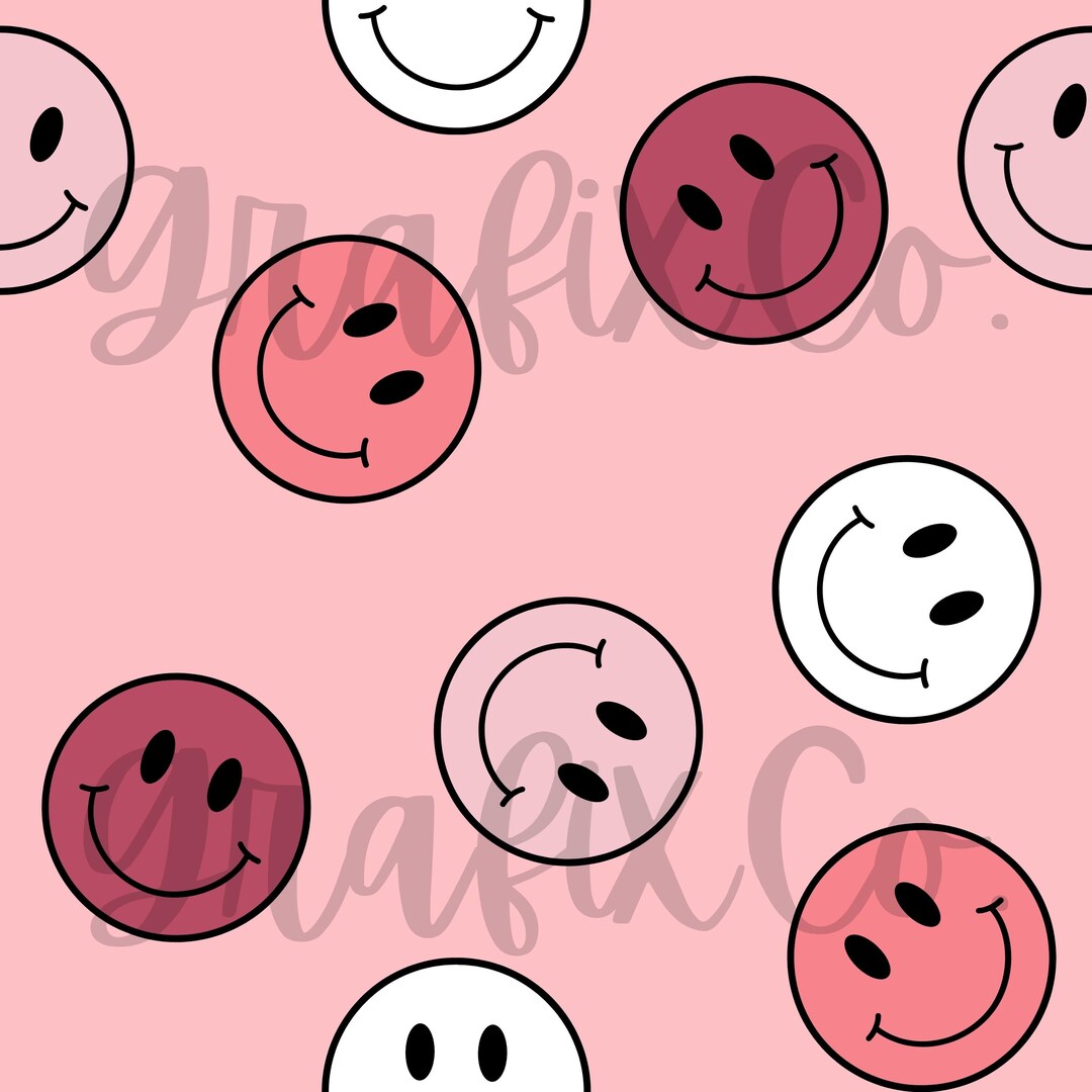 Pink Happy Faces Seamless Digital File - Etsy