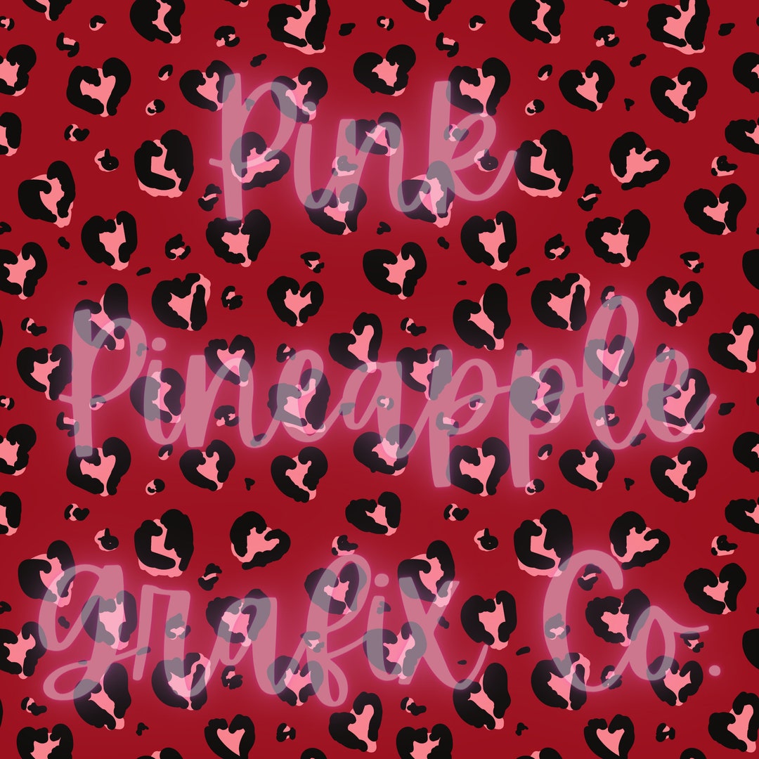 Leopard Print Hearts Burgundy Pink Digital Seamless File, Valentine ...