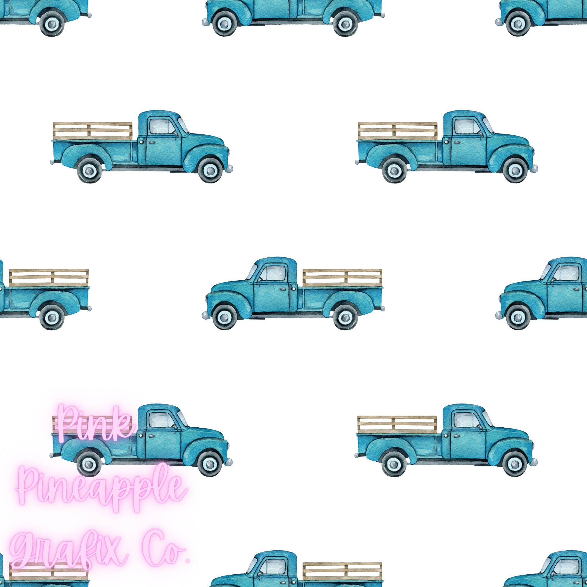 Blue Farm Trucks Digital Seamless File - Etsy