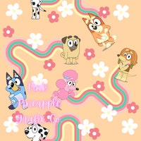 Bluey Dog Bow Pink Christmas Seamless File ** DIGITAL FILE** - Etsy