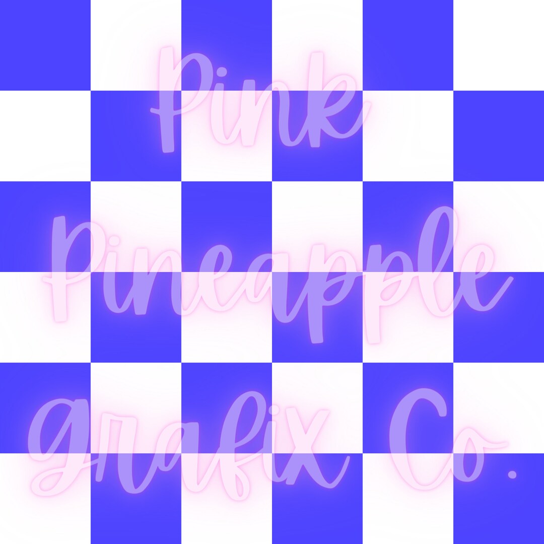 Neon Blue and White Checkers Pattern Digital Seamless File - Etsy