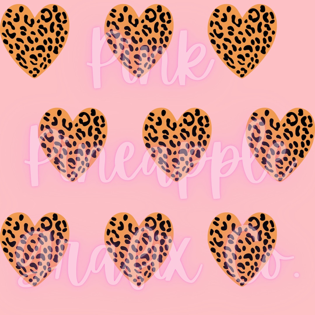 Leopard Hearts Pink Background Digital Seamless File, Valentine ...