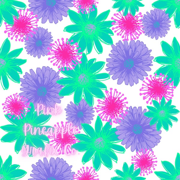 Purple Floral Digital Paper - Etsy