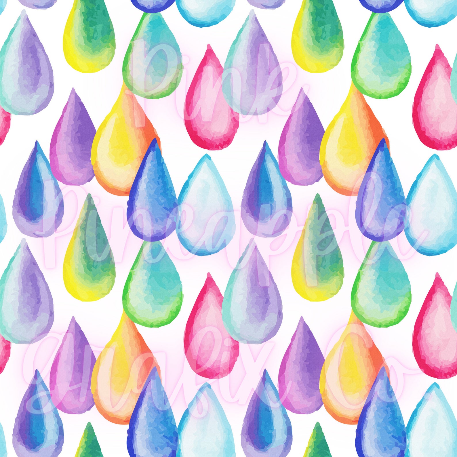 Watercolor Rainbow Rain Drops Digital Seamless File - Etsy
