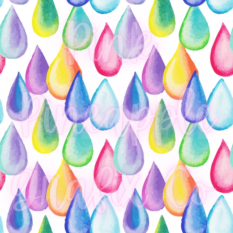 Watercolor Rainbow Rain Drops Digital Seamless File - Etsy