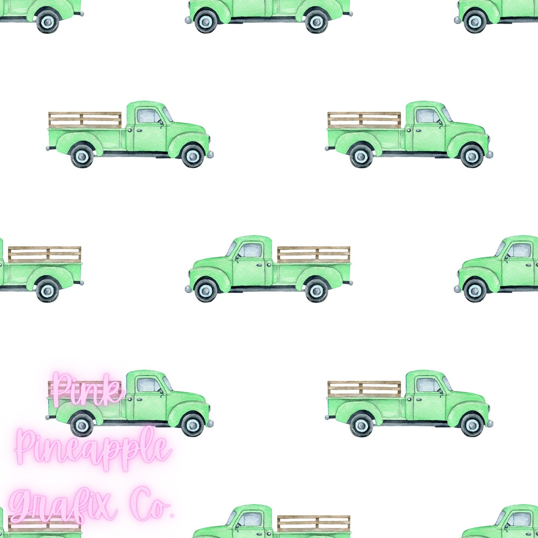 Green Farm Trucks Digital Seamless File - Etsy