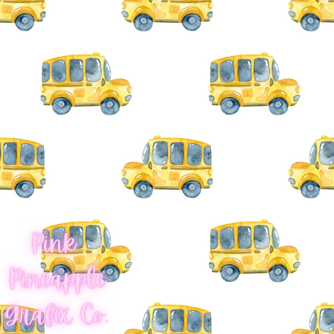Yellow Watercolor School Buses Digital Seamless File - Etsy