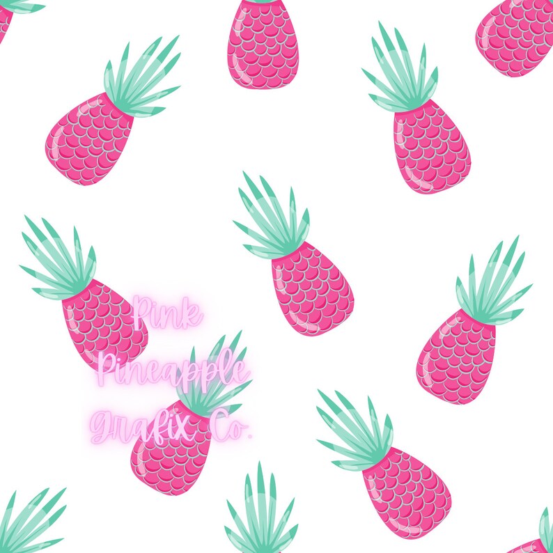 Pink and Teal Pineapples Digital Seamless File - Etsy