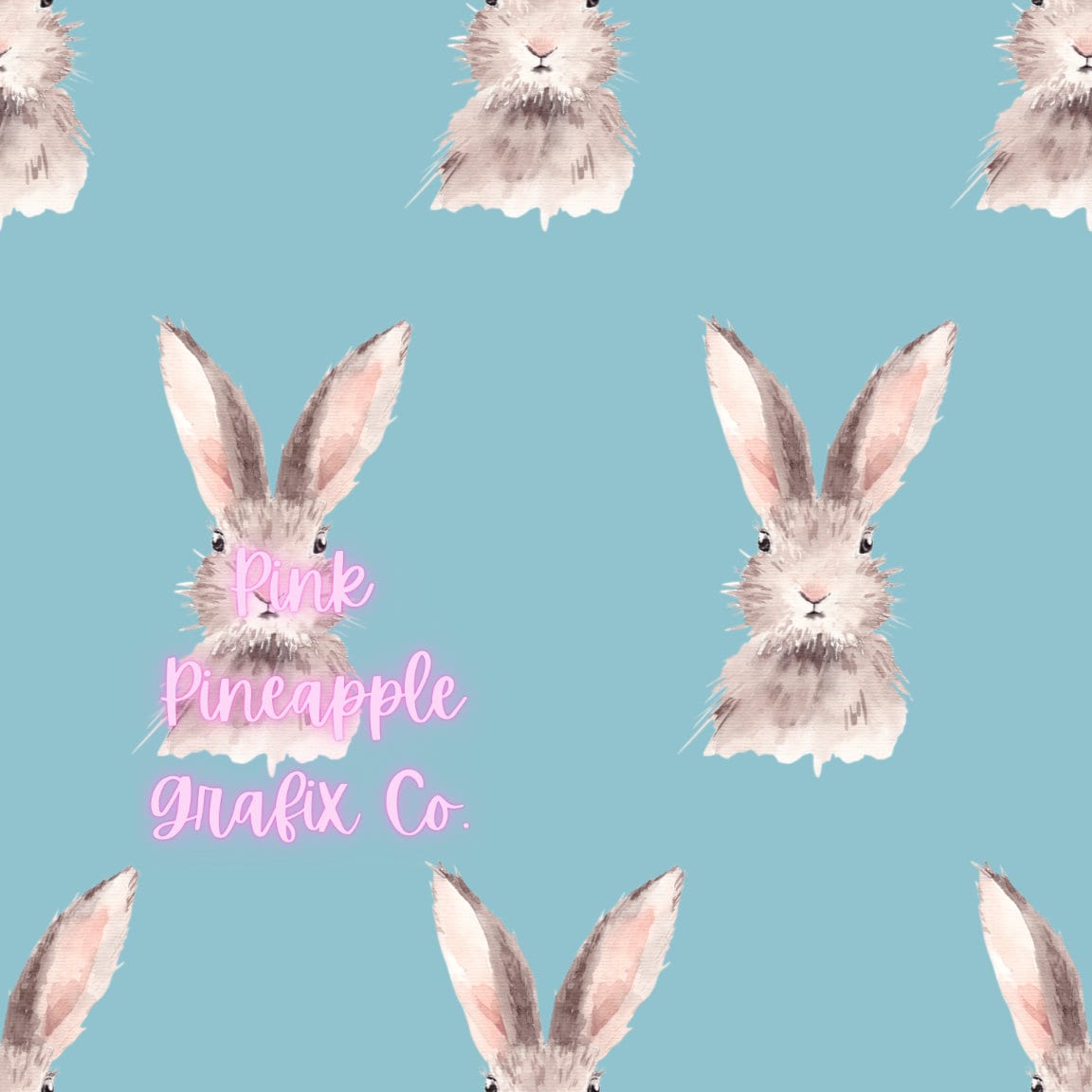 Simple Bunny on Blue Background Digital Seamless File - Etsy