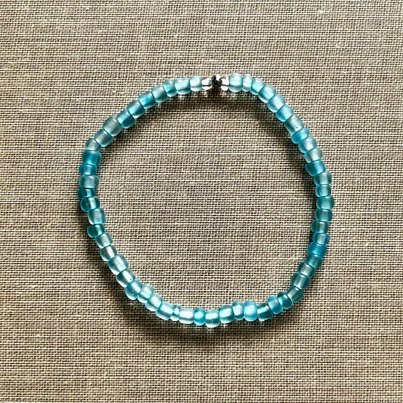 Transparent Blue Seed Bead Bracelet: Stainless Steel Accent - Etsy