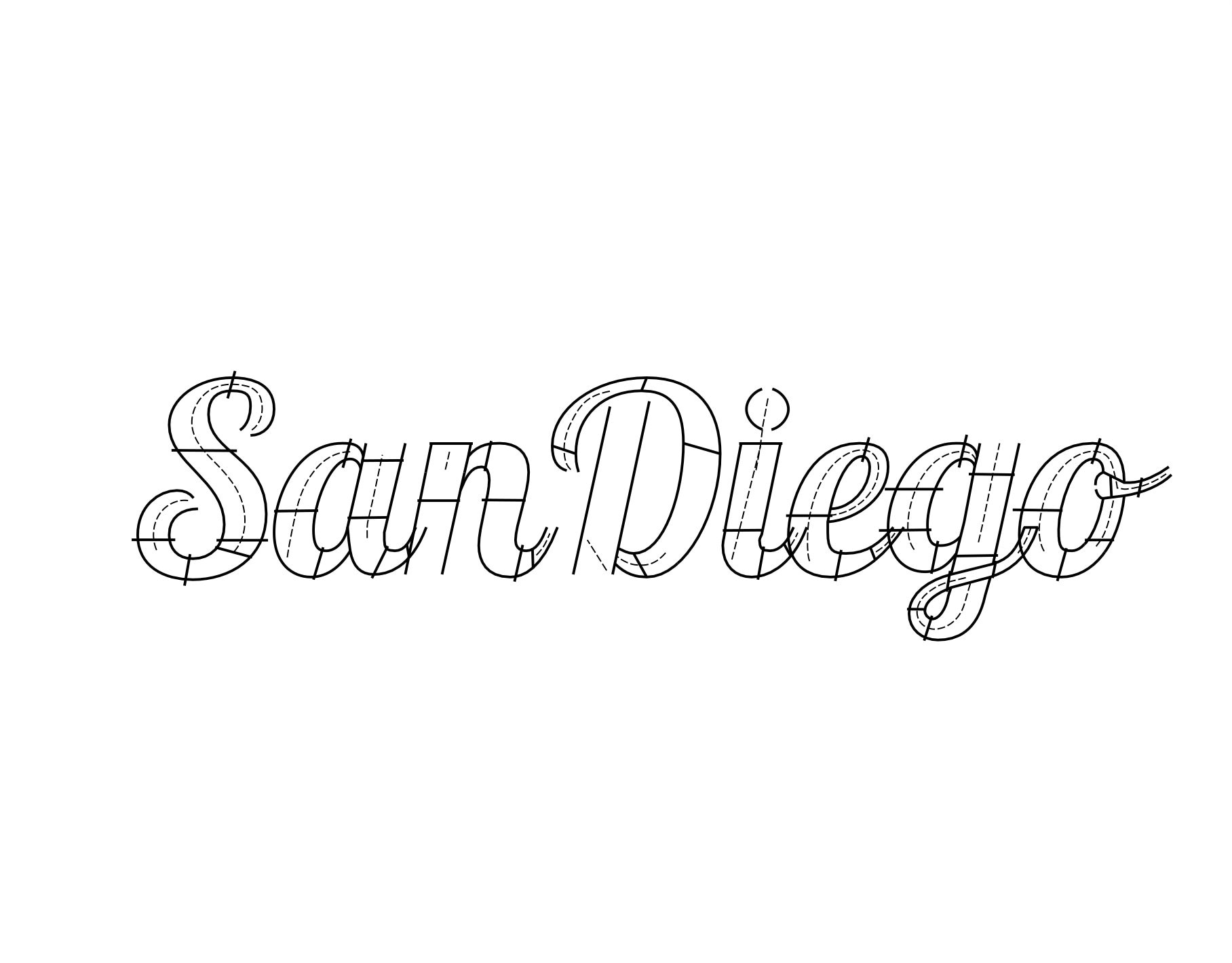 San Diego Cursive Font Embroidery Digital File Design - Pes Pec Vp3 Exp ...
