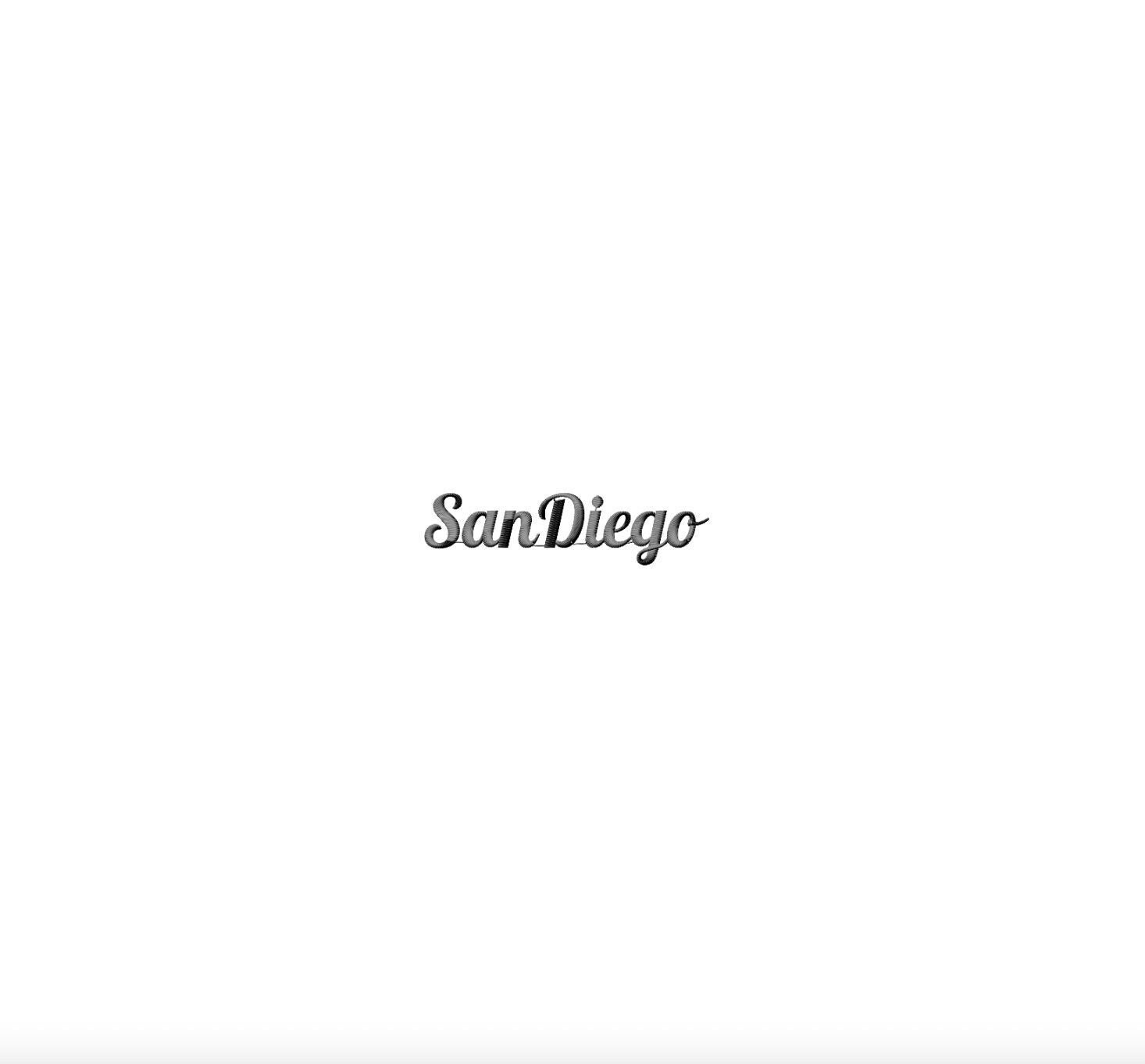 San Diego Cursive Font Embroidery Digital File Design - Pes Pec Vp3 Exp ...