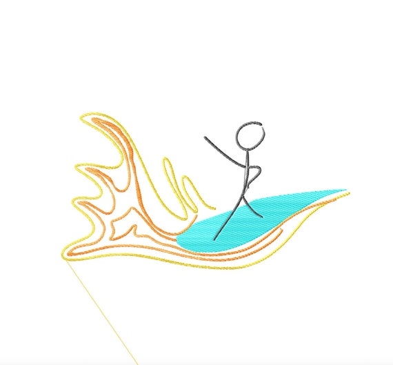 Stickman Surfing Embroidery Pattern Digital File Easy Download - Etsy