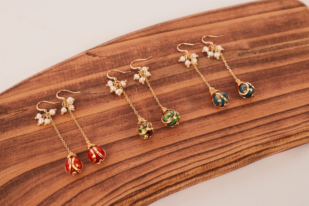 Jewelry/lacquer Earrings Collection/lacquer Ball/natural Pearls/18k ...