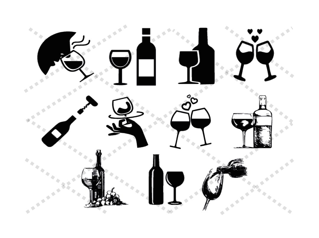 Wine Svg Bundle Wine Glasses Svg Wine Bottle Svg File For Etsy