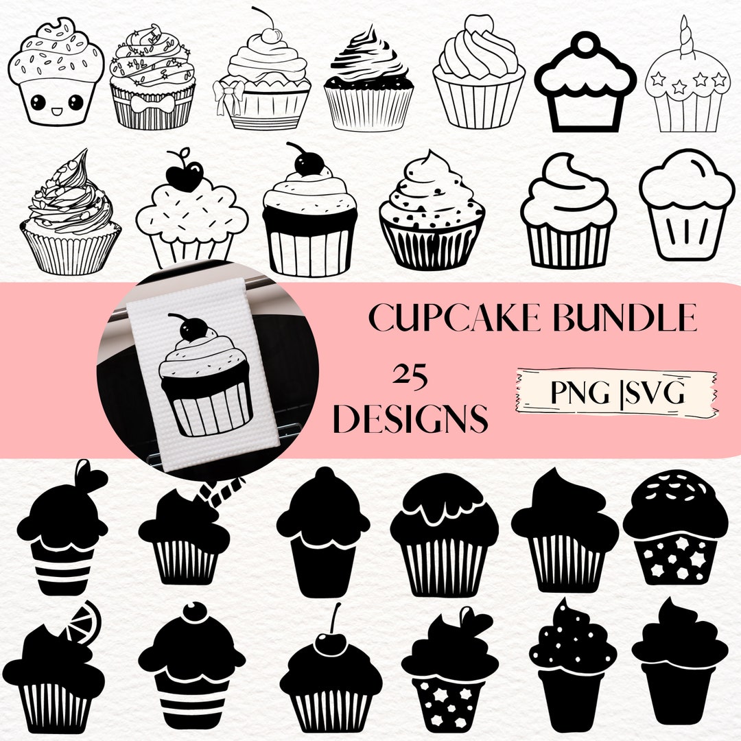 Cupcake Svg Bundle Muffin Svg Birthday Desert Bakery - Etsy