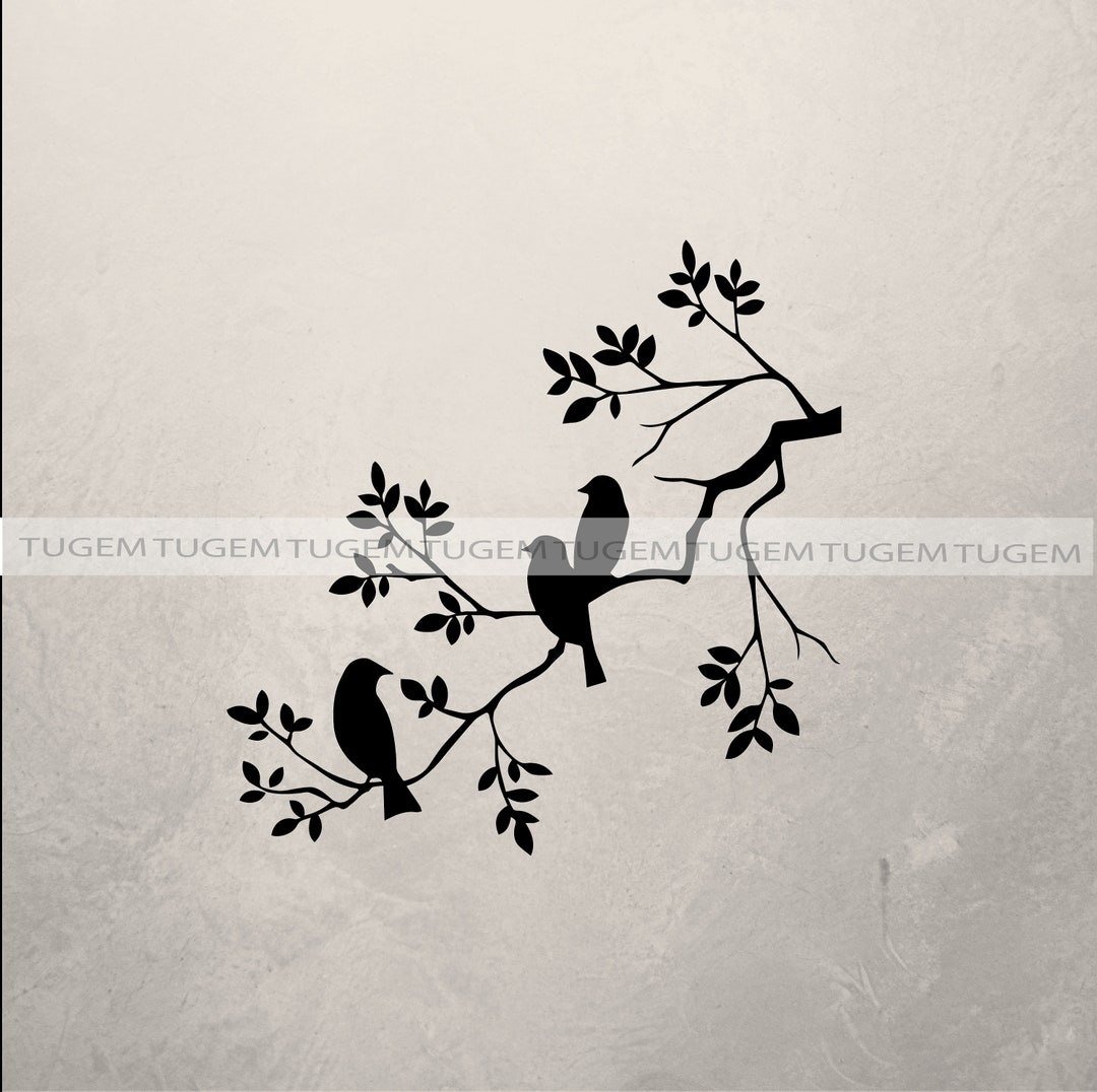 Birds on the Tree Branch Silhouette Svg Birds Wall Decor Svg - Etsy