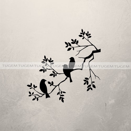 Birds on the Tree Branch Silhouette Svg Birds Wall Decor Svg - Etsy