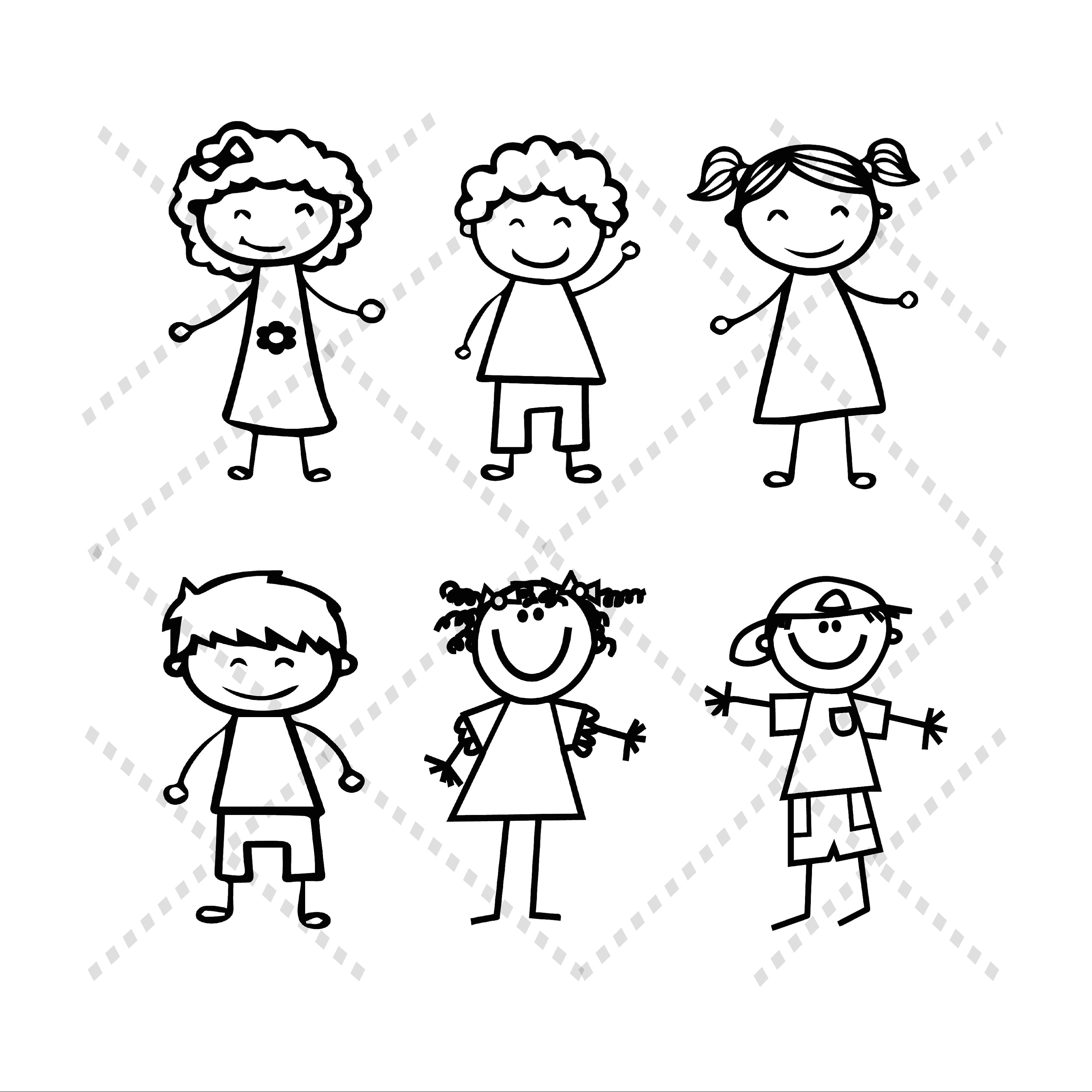 Stick Figure Family Of 6 All Boys