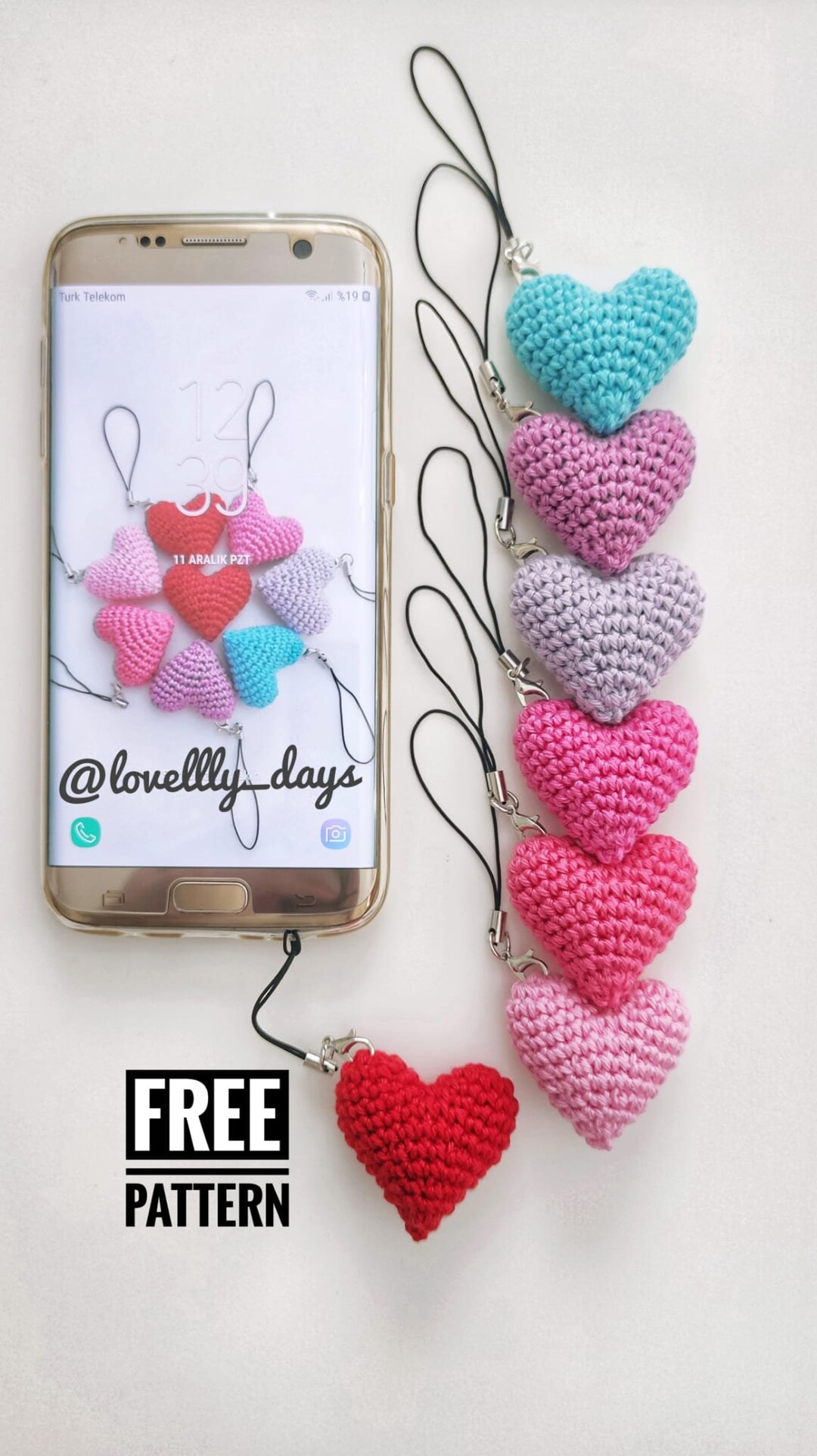 Crochet Mini Heart Pattern: Amigurumi Keychain, Car Ornament (PDF ...