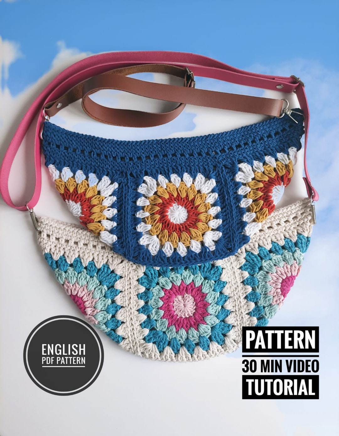 Sunburst Granny Square Crossbody Bum Bag Crochet Pattern, Crochet Fanny ...