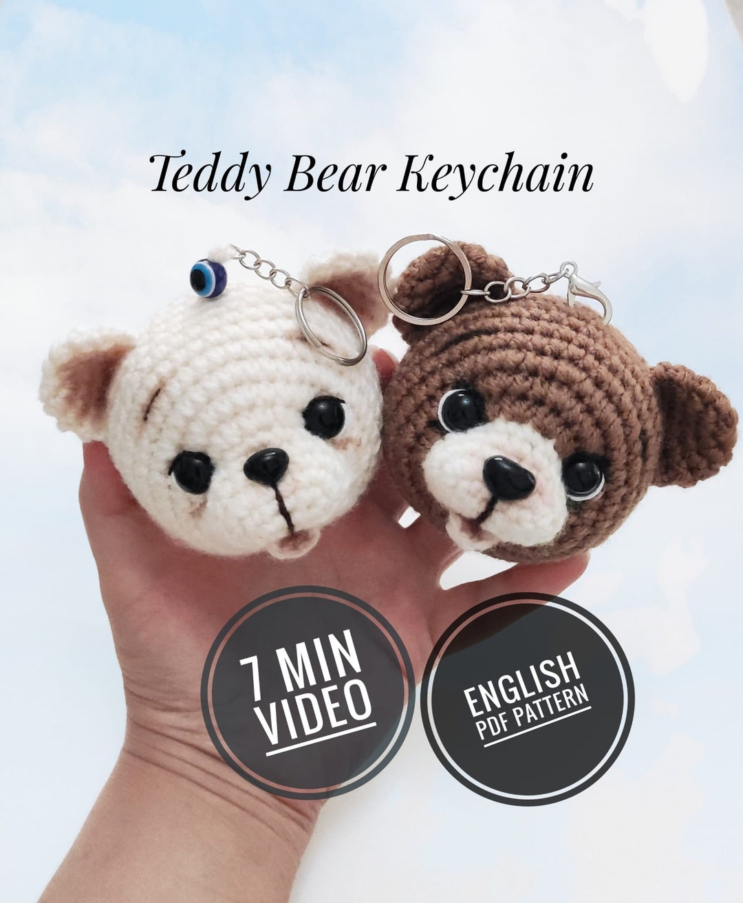 Amigurumi Teddy Bear Keycahin PATTERN, Valentine's Day Gift, Bear Xmas ...