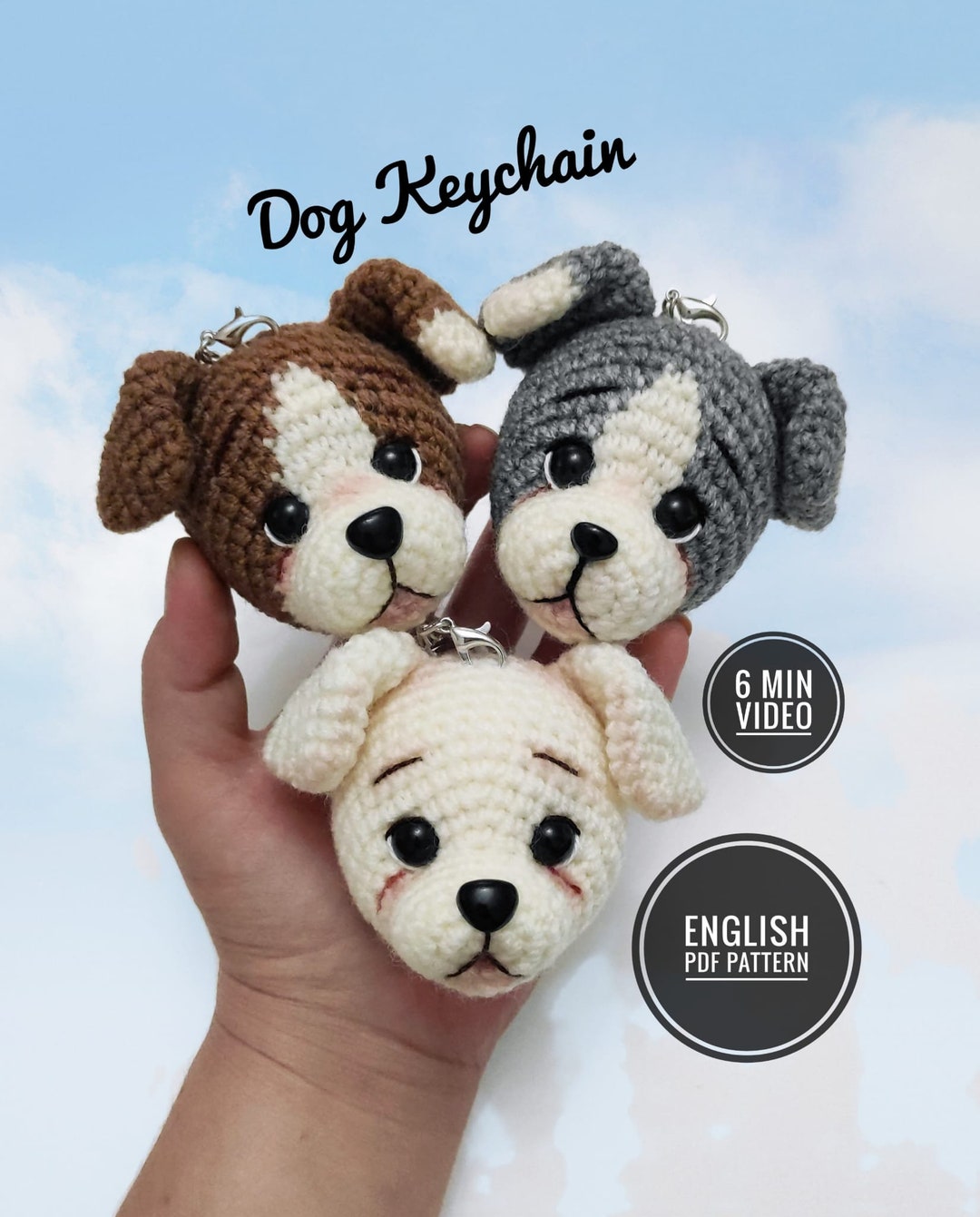 Amigurumi Dog Keycahin PATTERN, Crochet Dog Xmas Tree Decor, Crochet ...