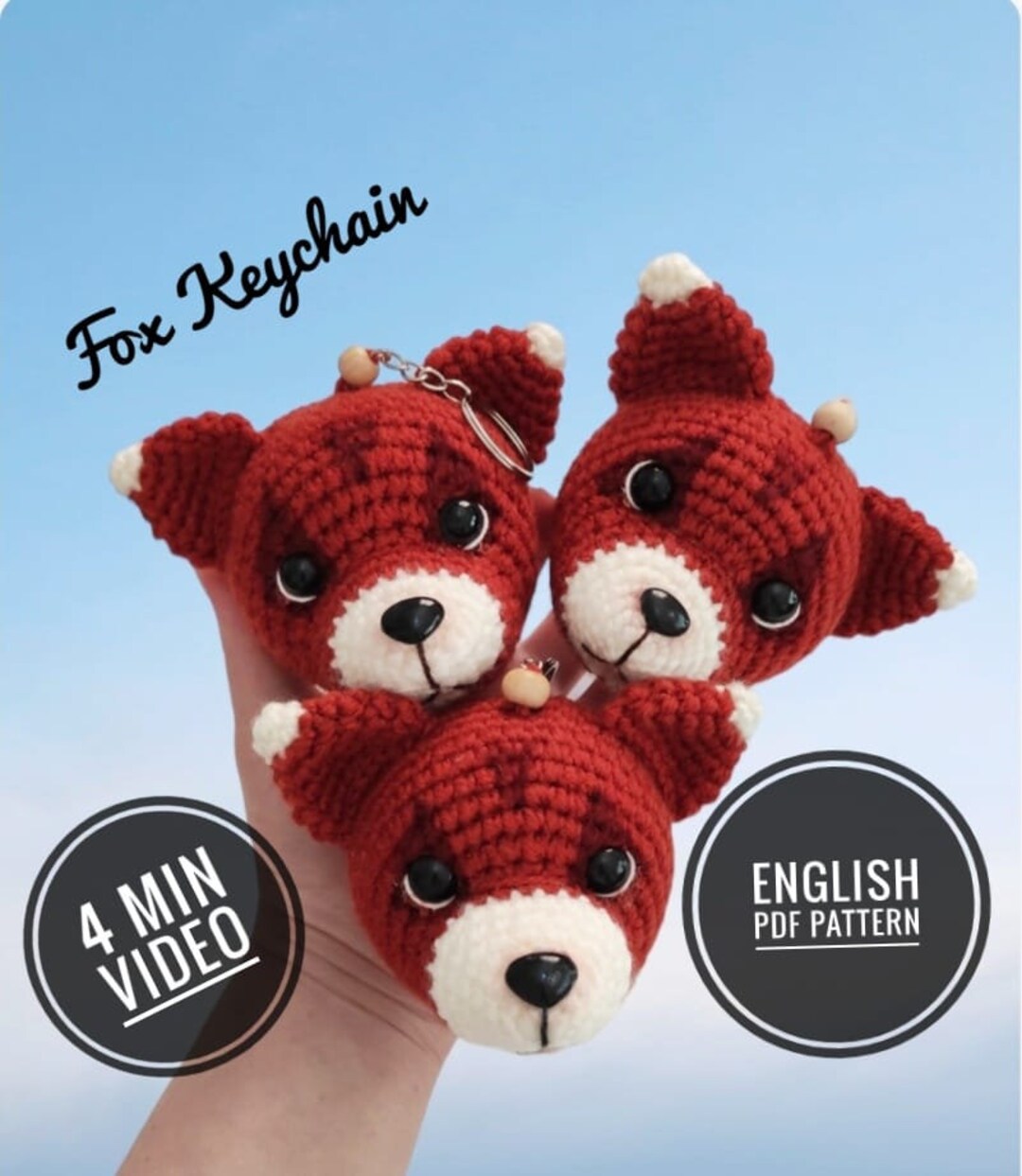 Amigurumi Fox Keycahin PATTERN, Crochet Fox Xmas Tree Decor, Crochet ...