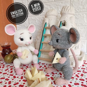 Crochet Mouse Pattern: Remy and Mia Amigurumi Mice (english PDF Pattern ...