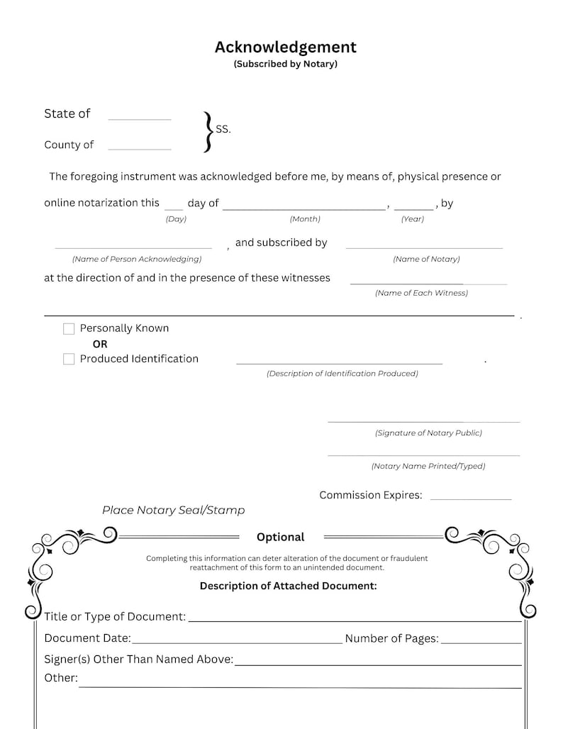 Notary Certificates (34) Custom Designed to Add a Professional Touch to ...