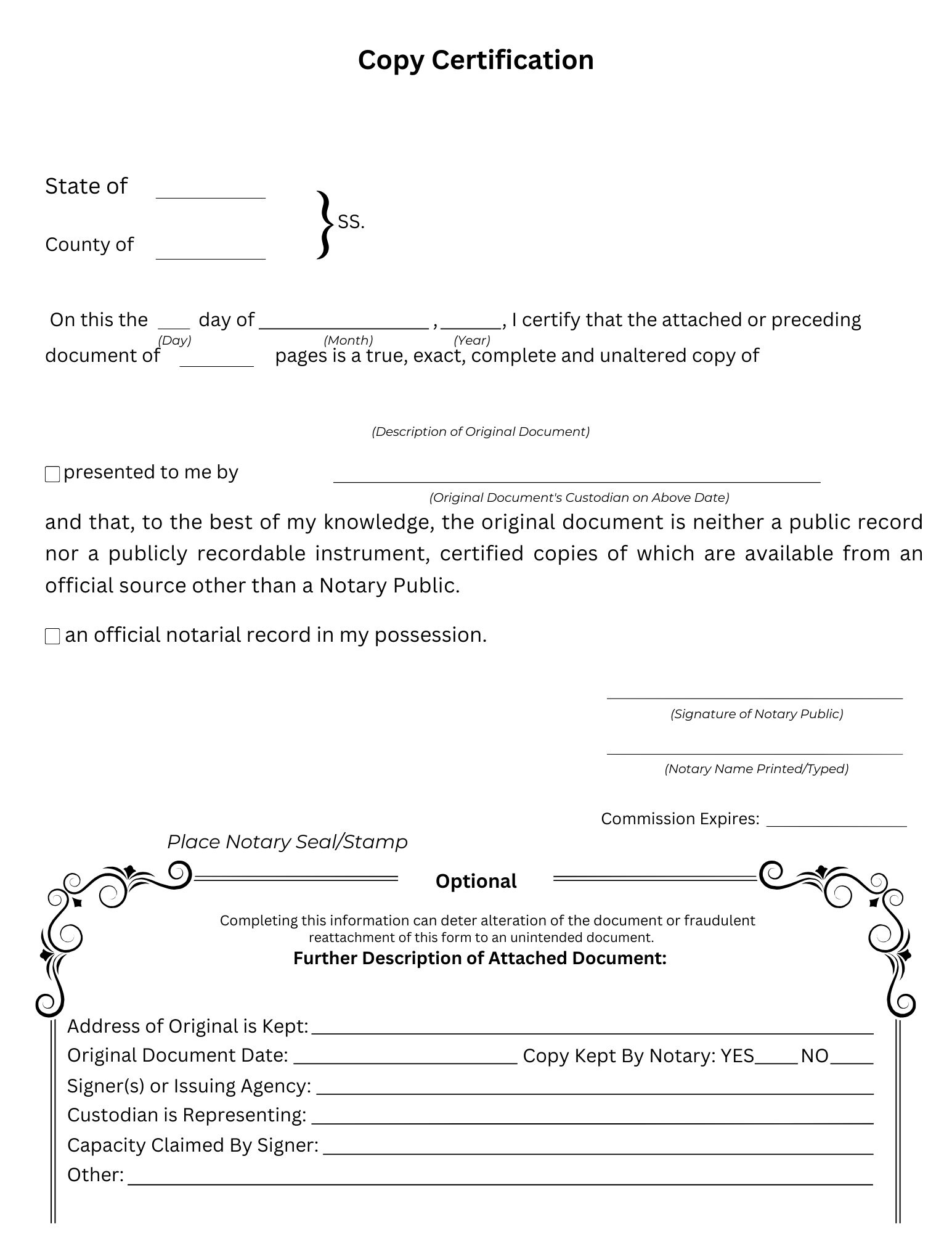 Notary Certificates (34) Custom Designed to Add a Professional Touch to ...